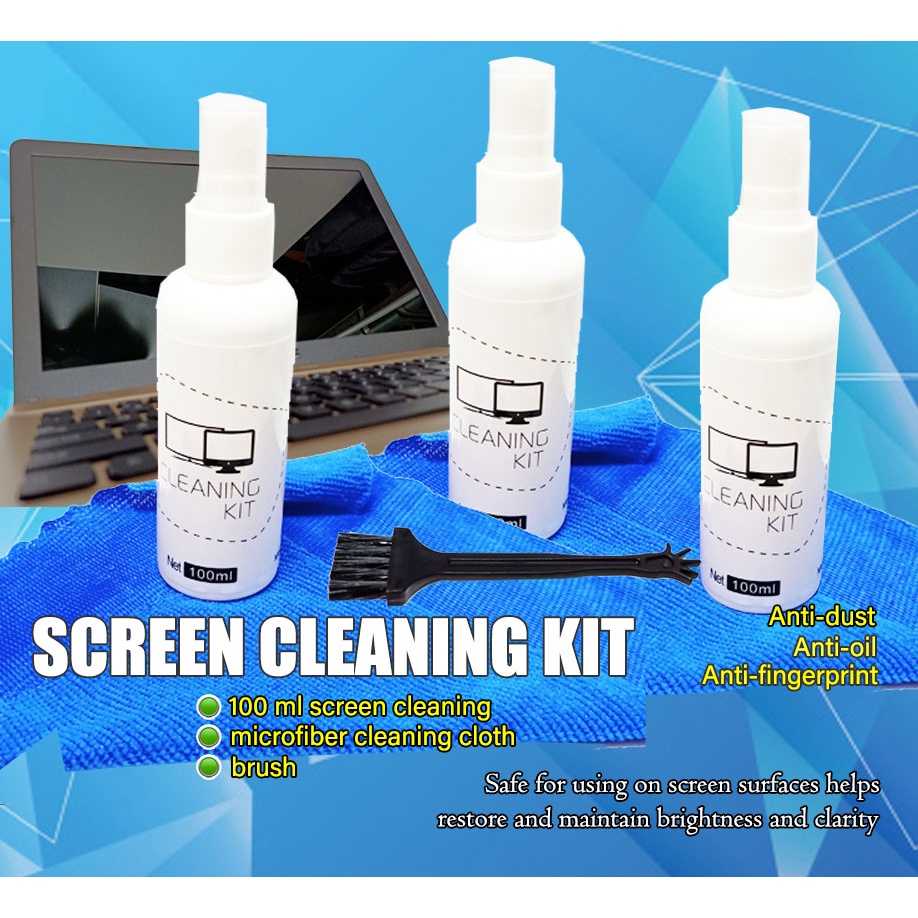 100 ML SCREEN CLEANING KIT PENCUCI SKRIN LAPTOP, KOMPUTER, HANDFON, TAB ...