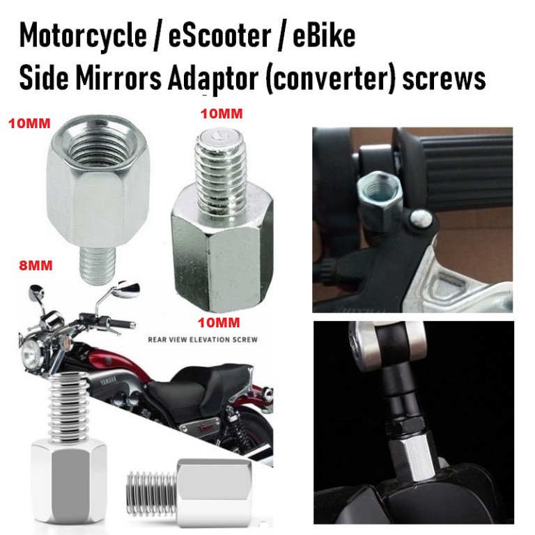 SIDE MIRROR Motorcycle Side Mirror Adapter Bolts Screw HONDA YAMAHA ...