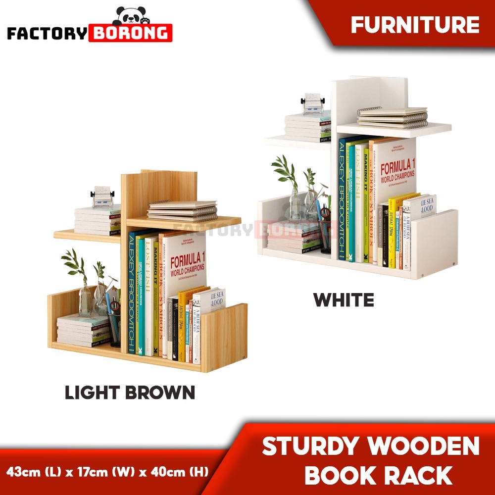 FACTORY BORONG Sturdy Wooden Table Top Book Rack Book Shelf Table ...