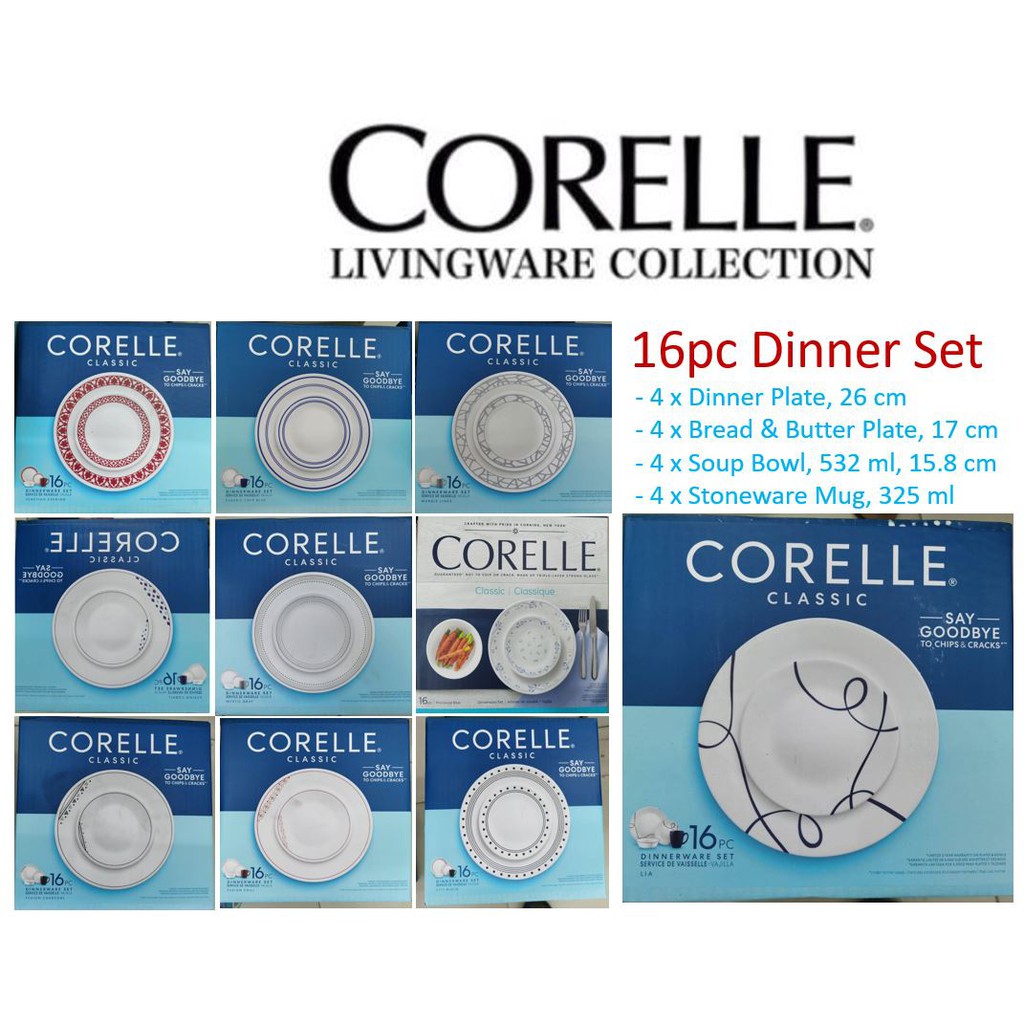 Corelle Livingware Classic 16pc Dinner Set | Shopee Malaysia