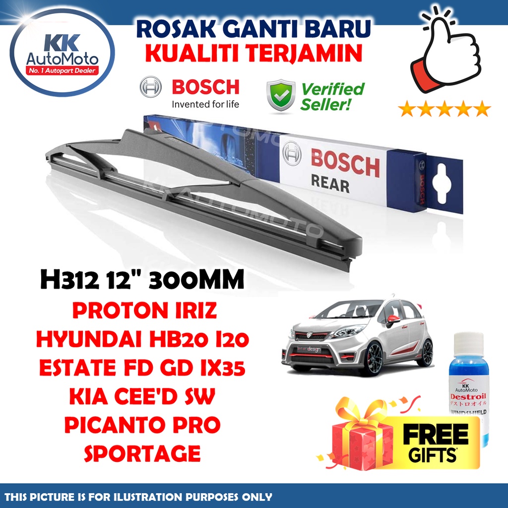 H312 12" 300mm Bosch Rear Wiper Proton iriz Hyundai HB20 i20 Estate FD ...