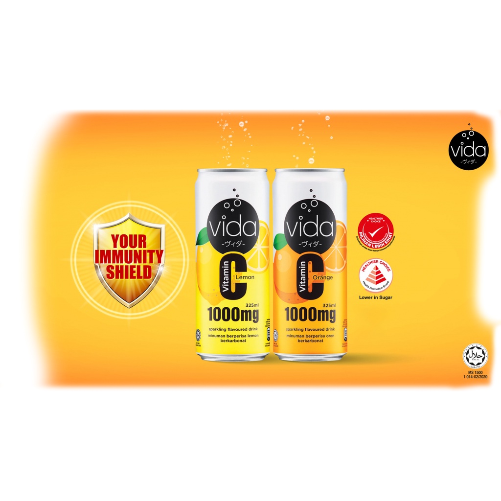 (Ready stock) Vida Vitamin C Sparkling Drink 325MLx24CANS (1 CTN ...