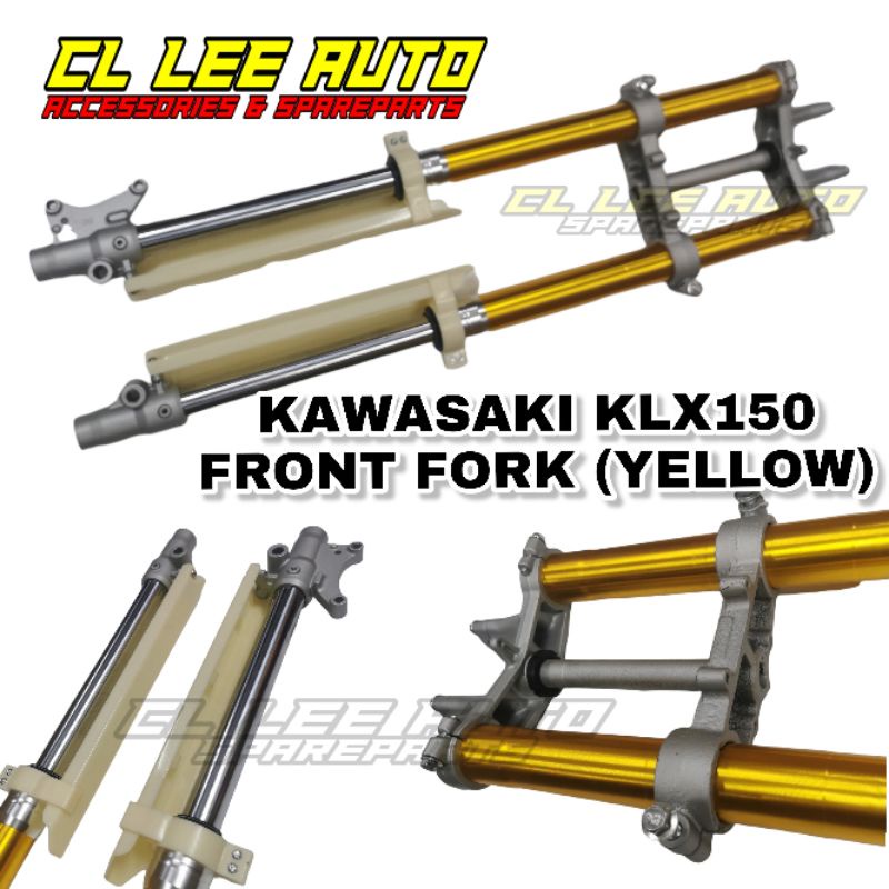 Kawasaki KLX150 Fork Depan KLX 150 Front Upside Down Alloy Complete Set Handle Bracket Black ...
