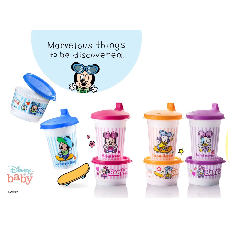 Tupperware Disney Baby Set | Sippy Cup & Snack Cup | Shopee Malaysia