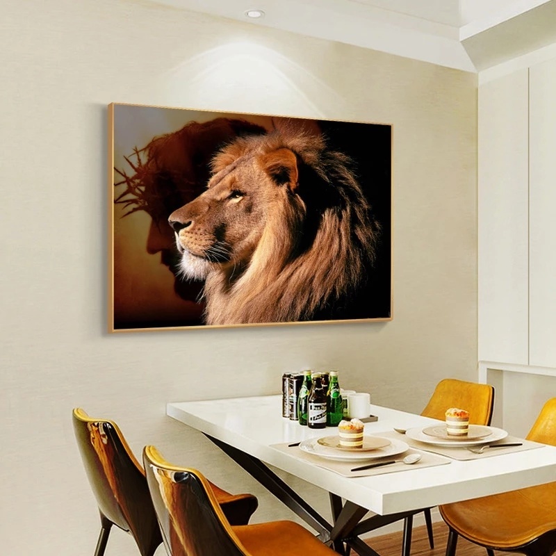 Strong lion wild animals posters painting canvas cuadros posters ...