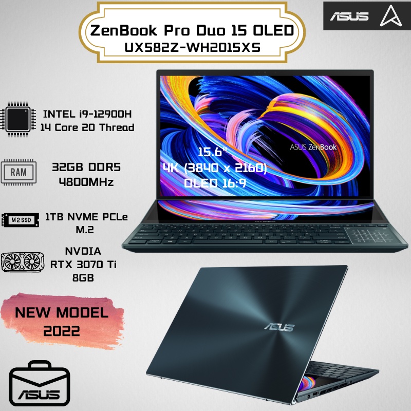Asus Zenbook Pro Duo 15 OLED (UX582Z-WH2015XS) I9-12900H/ 32GB/ 1TB SSD ...