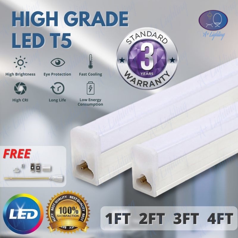 [Premium] LED T5 Tube Light Set 1ft 2ft 3ft 4ft Plaster Lampu Siling Strip Bulb Akuarium ...