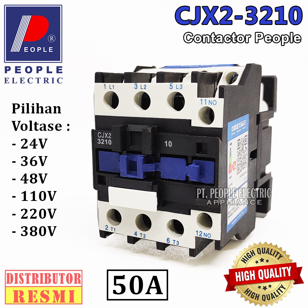 CONTACTOR CONTACTORS CJX2-3210 PEOPLE 50A 24V, 36V, 48V, 110V, 220V, 380V | Shopee Malaysia