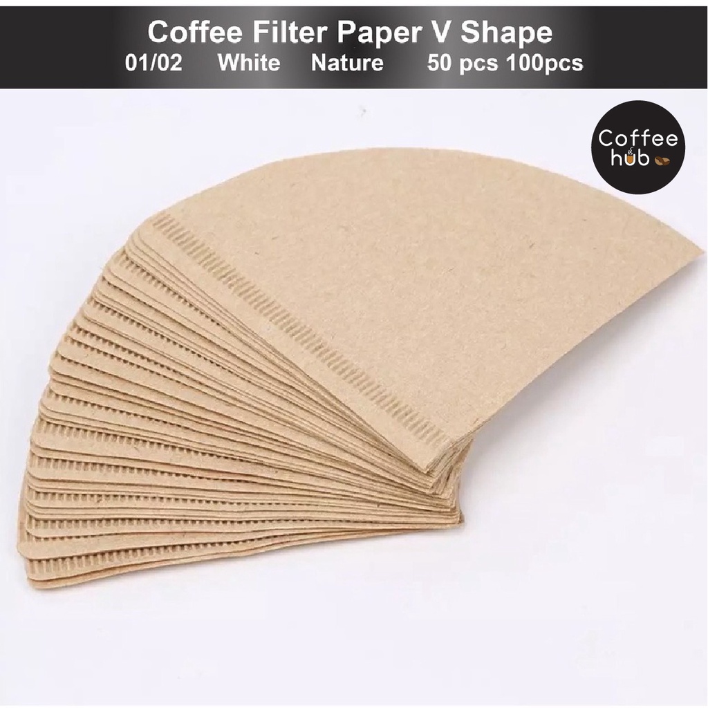 (Ready Stock) ±50pcs/100pcs Coffee Filter Pour Over Paper V shape for ...