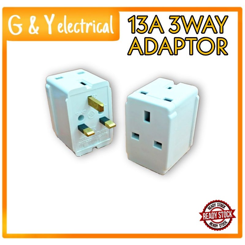 3 Way Multiple Adapter 13a 3 Gang Pin Socket Plug Multi Adaptor Soket Suis Shopee Malaysia