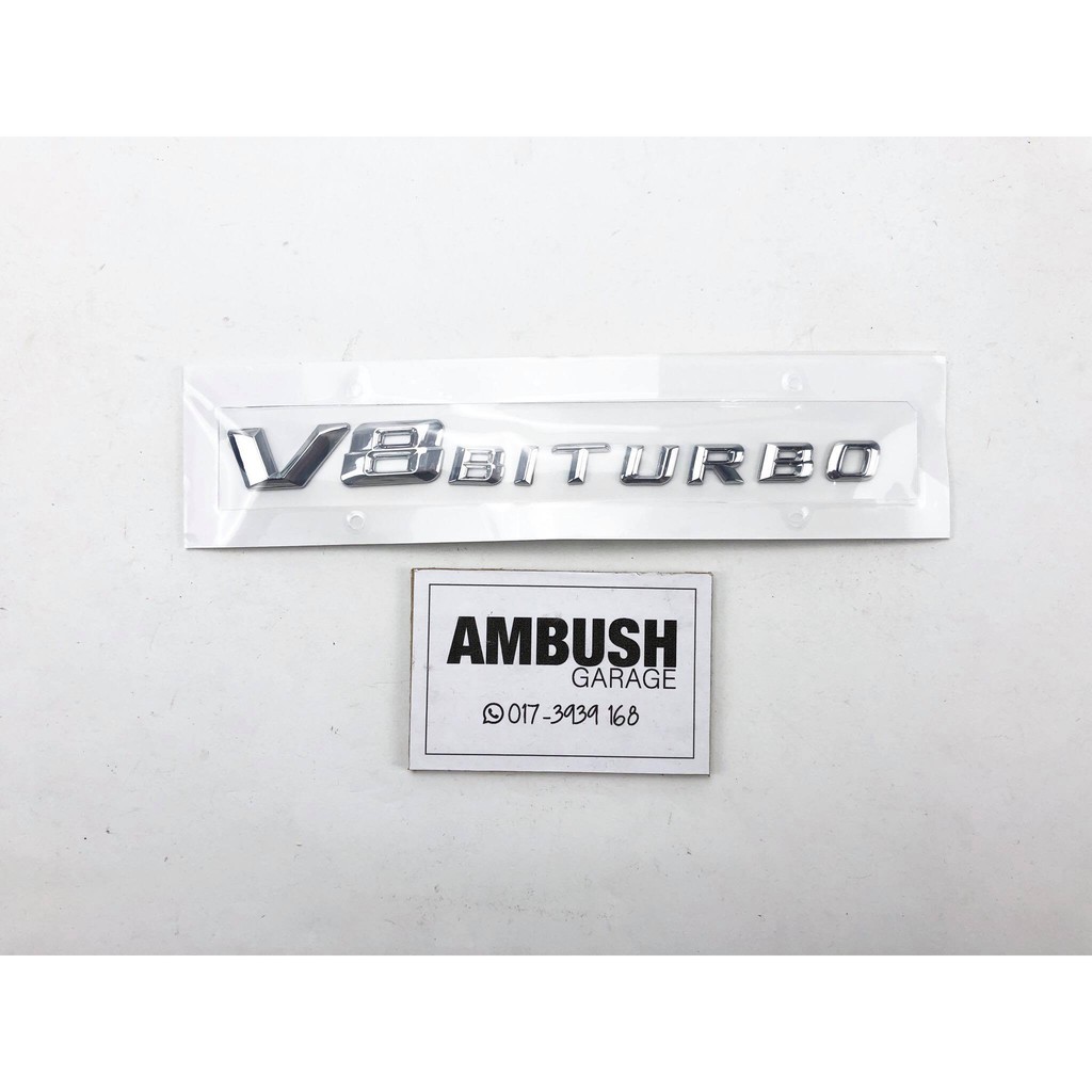 Mercedes Benz V8 BITURBO Logo Emblem Chrome AMG Badge OEM Universal ...