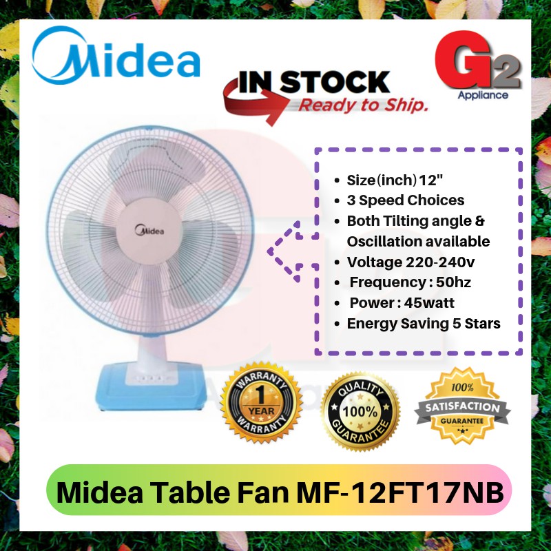 Midea 12" Table Fan MF-12FT17NB | Shopee Malaysia