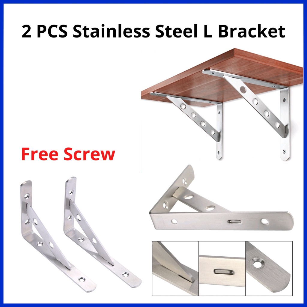 Stainless Steel L Bracket Wall Shelf Bracket L Angle Bracket | Shopee ...