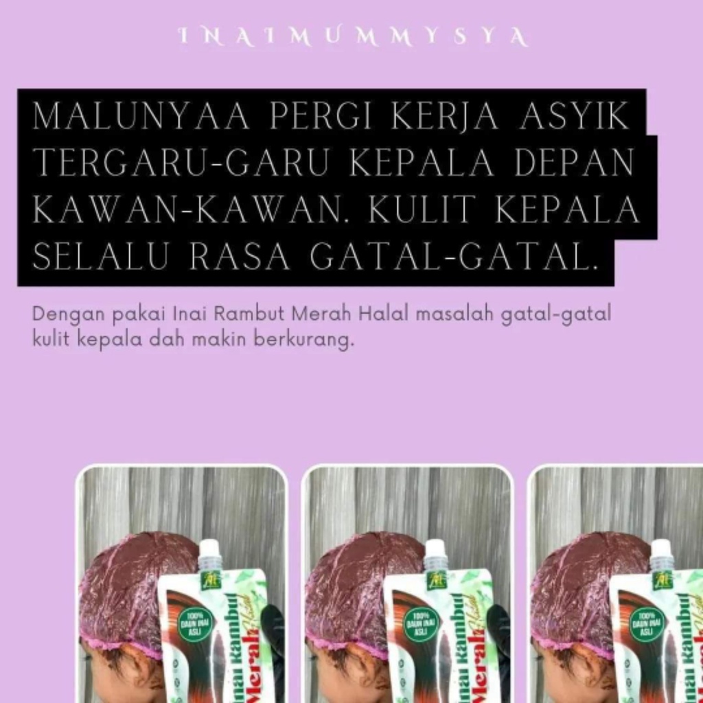 Original🔥 INAI RAMBUT MERAH HALAL | HENNA HAIR | PEWARNA INAI ASLI ...