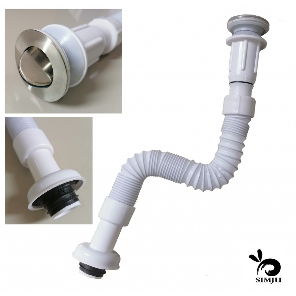 Basin Sink Waste Drainer 32mm (1-1/4") Flexible Hose Drain Pipe Waste ...