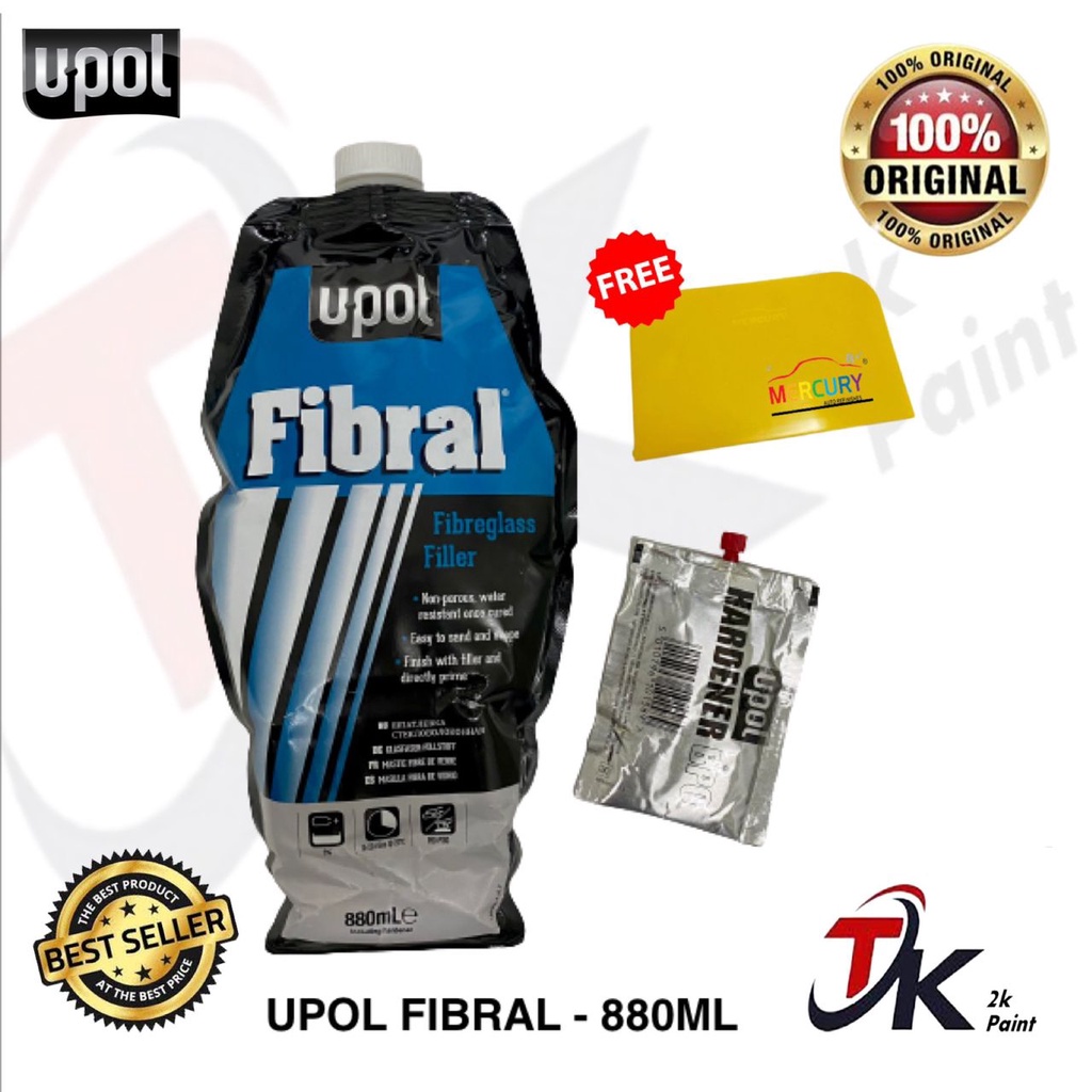 UPOL FIBRAL FIBREGLASS FILLER WITH HARDENER - 880ML **READY STOCK** | Shopee Malaysia