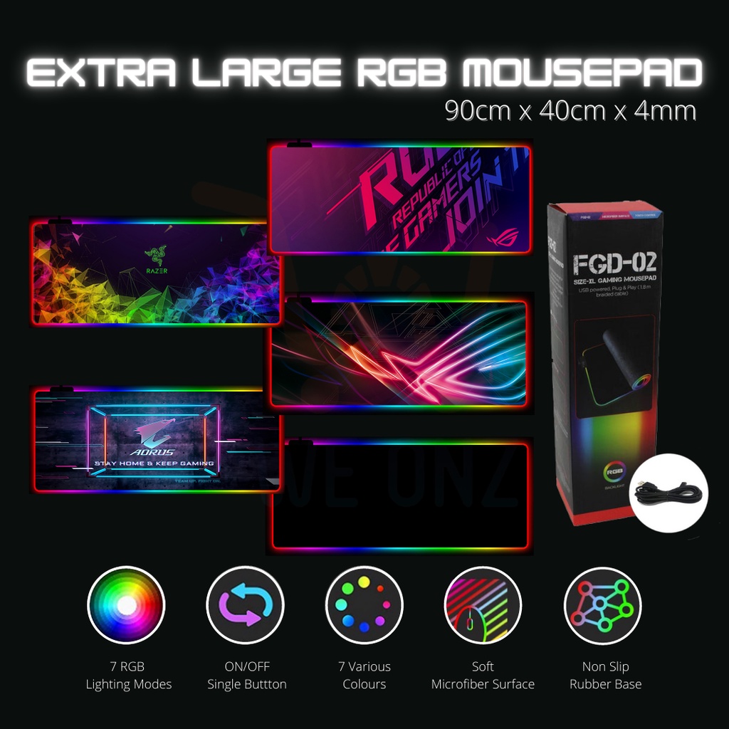 [READY STOCK] RGB Extra Large Gaming Mouse Pad 90cm*40cm*0.4cm | Shopee ...
