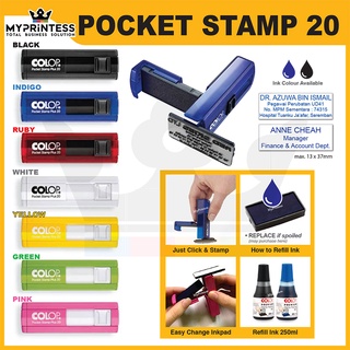 * SAME DAY POST * (READY STOK) Colop Pocket Rubber Stamp 20 | 30 | 40 Self Inking Rubber Stamp ...