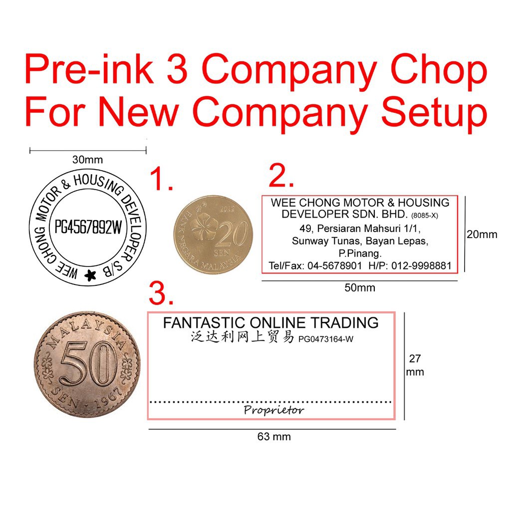 3 Essential Company Stamp (Customized Ink Ready) | Shopee Malaysia