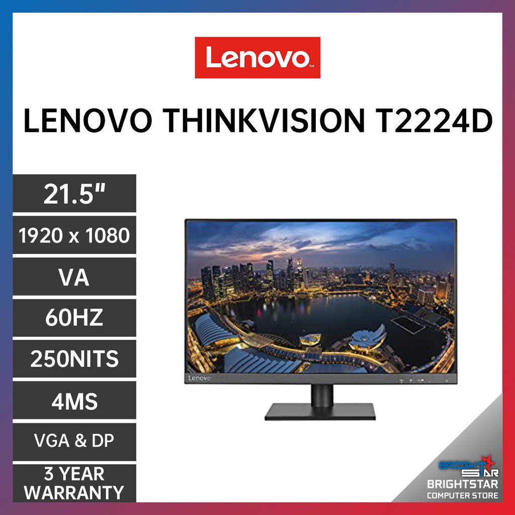 Lenovo ThinkVision T2224D 21.5Inch VA 60HZ Monitor | Shopee Malaysia