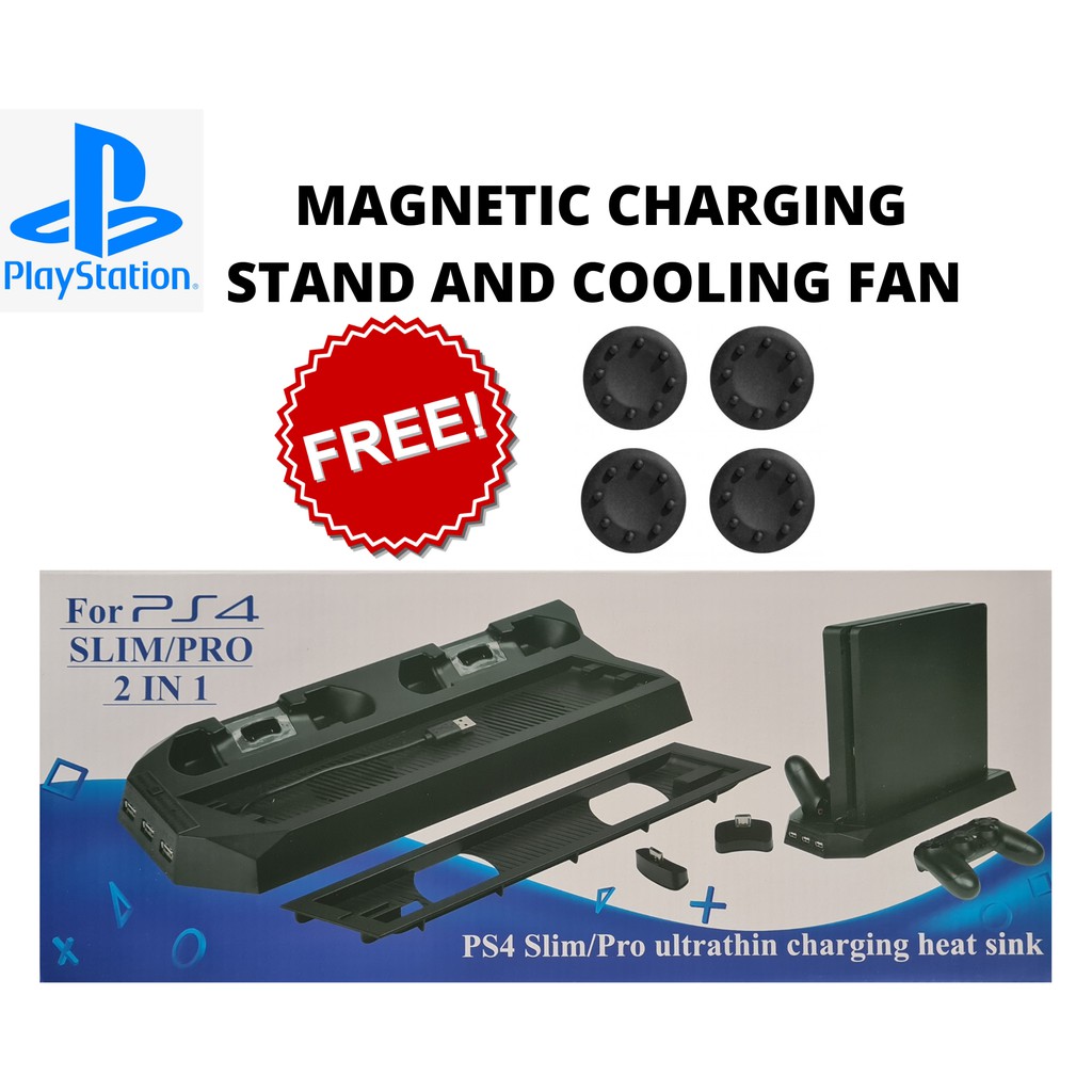 PS4 SLIM/PS4 Pro MAGNET CHARGING STAND WITH COOLING FAN/ Dobe ...