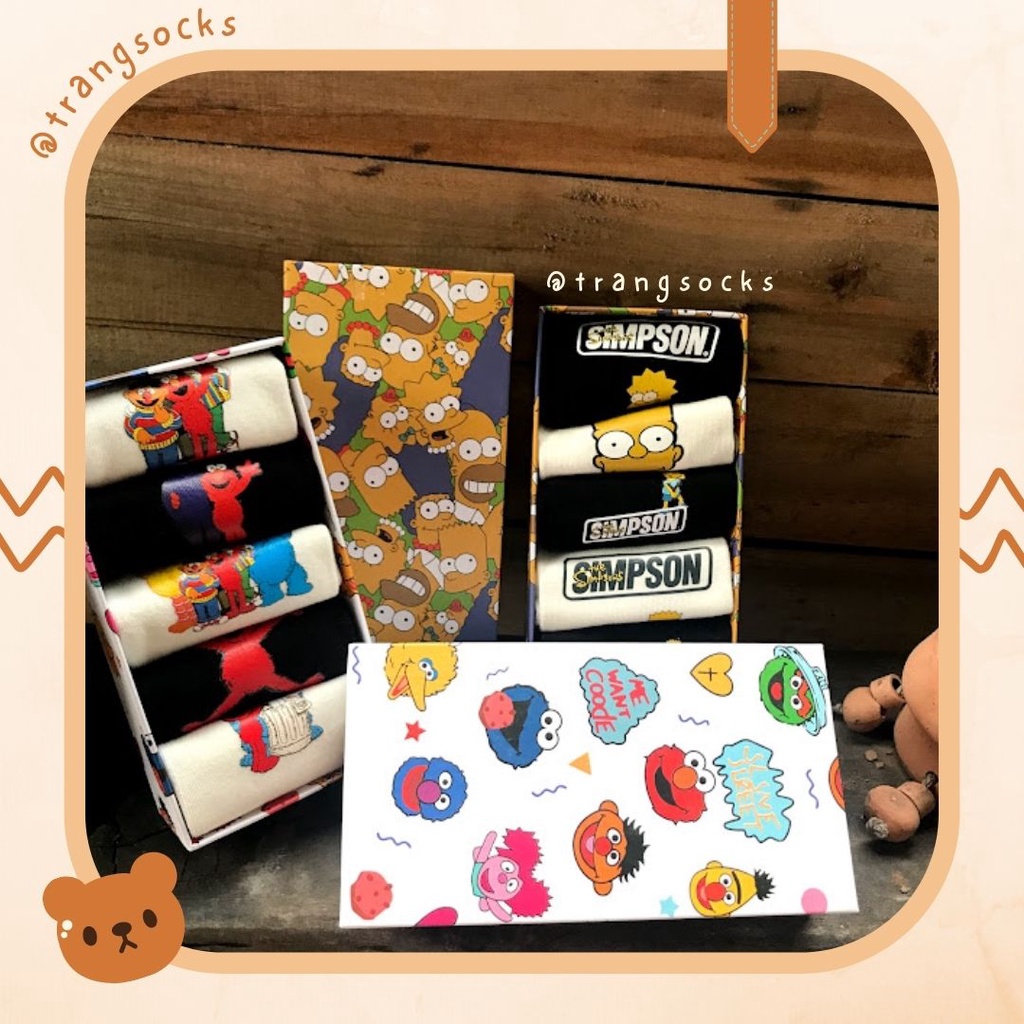 Box of 5 pairs of Sesame street, Kaws Elmo, Simpson socks (real photos ...