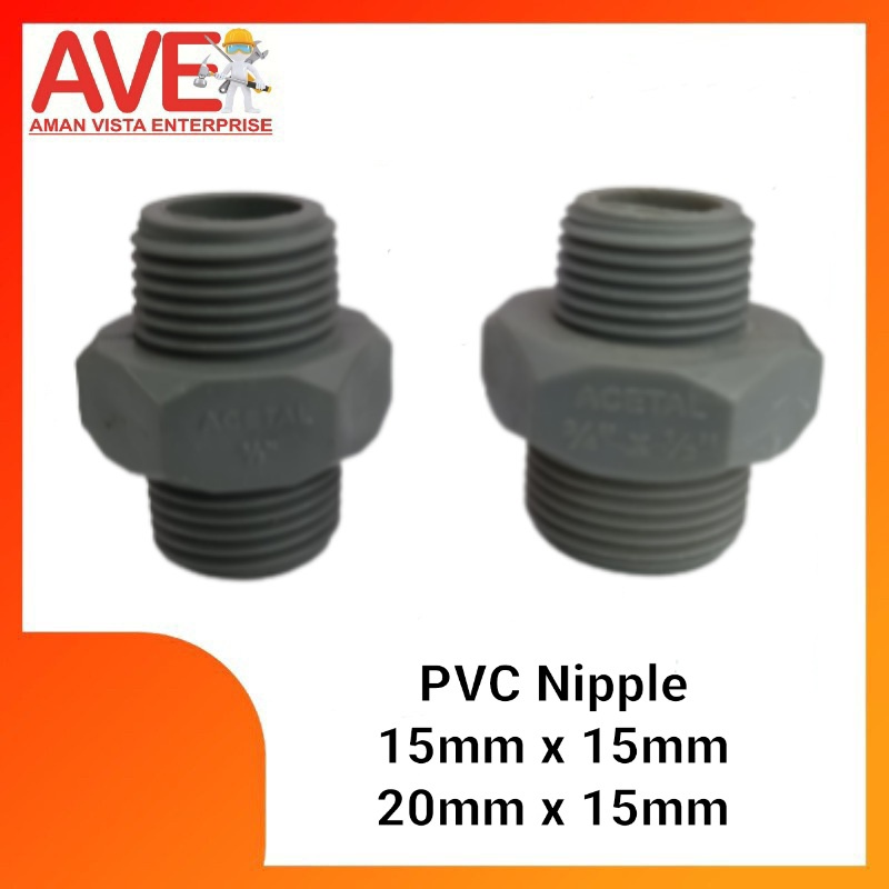 PVC Nipple 15mm x 15mm (1/2" x 1/2") | 20mm x 15mm (3/4" x 1/2 ...