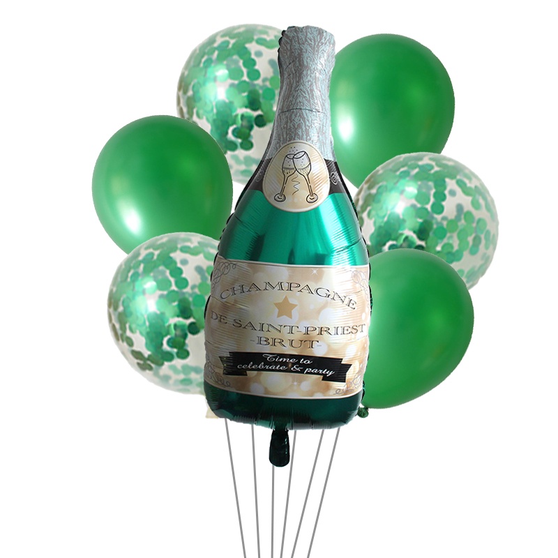 Rose Gold Green Champagne Wine Bottle Helium Balloons Wedding Bridal ...