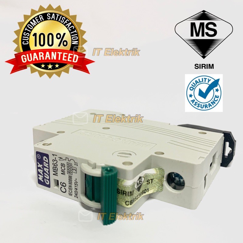 MAXGUARD Fius MCB Fuse 6A / 20A / 32A 1 POLE 1P ( C6 / C20 / C32) SIRIM ...