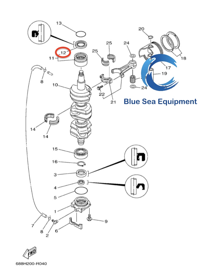 Original Upper Crankshaft Oil Seal for Yamaha Outboard E60J / E75B ...