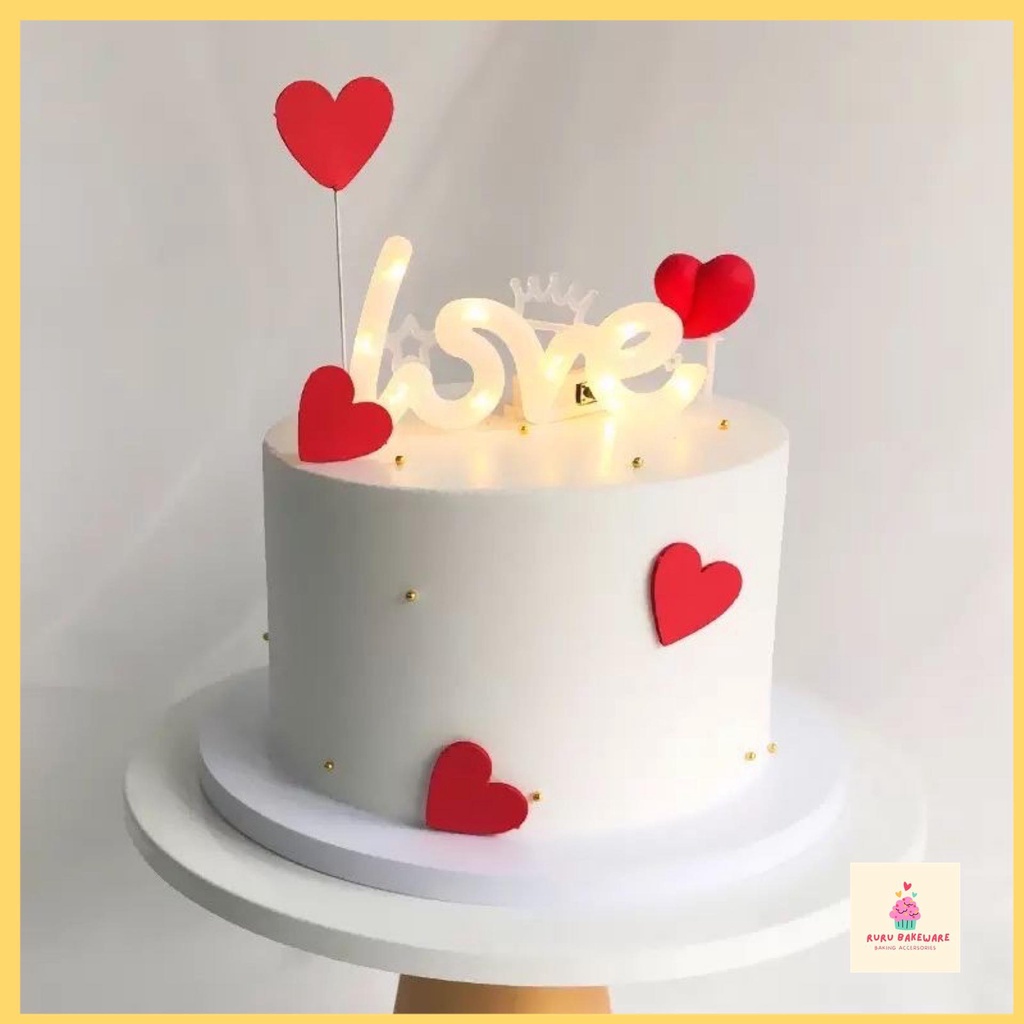Love LED Lamp Cake Topper Cake Decoration Hiasan Kek Love 母亲节情人节浪漫闪烁灯 ...