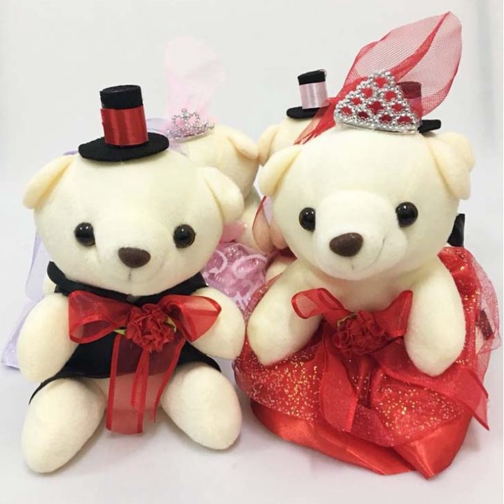 18cm Romantic Wedding Bear Couples Plush Toys Teddy Bear Doll 2pcs/pair ...