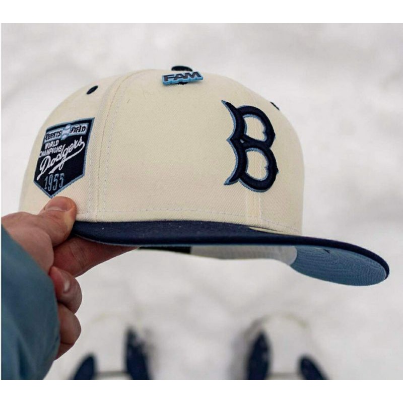 NEW ERA 59FIFTY MLB BROOKLYN DODGERS EBBETS FIELD 1955 TWO TONE/ SKY ...