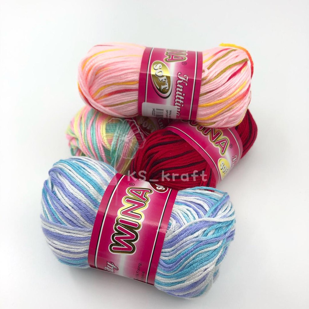 Benang kait Crochet Wina Soft 45gram crochet yarn knitting yarn mix ...