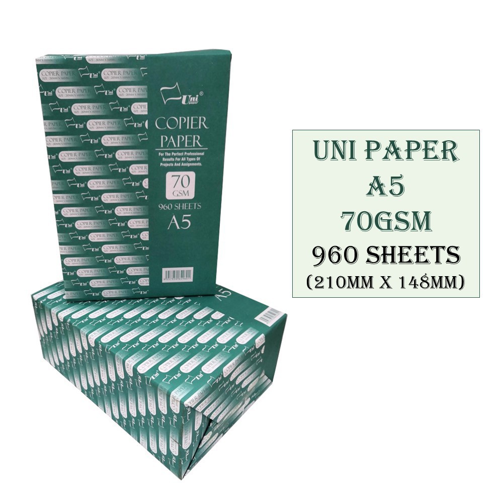 Uni A5 Copier Paper 70gsm (960sheets / pack) | Shopee Malaysia