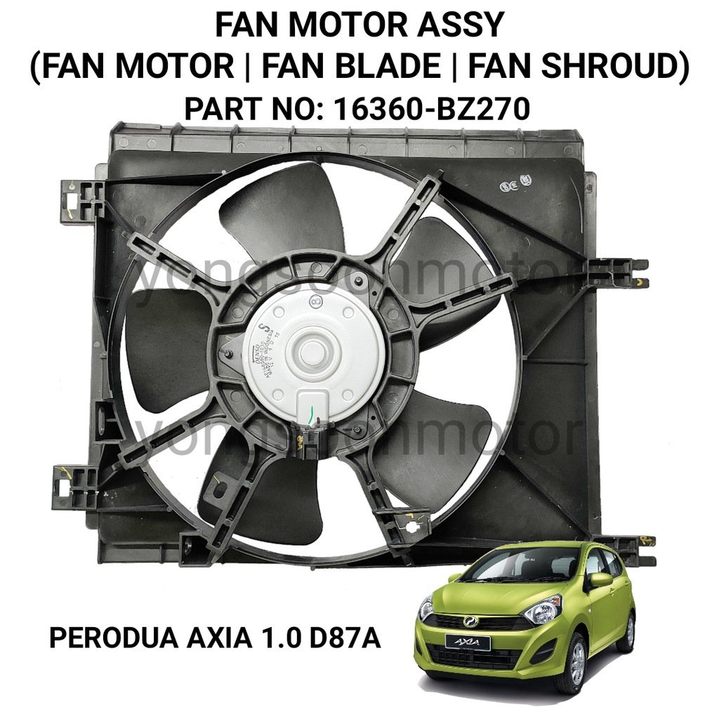 ORIGINAL PERODUA FAN MOTOR ASSY 16360-BZ270 PERODUA AXIA 1.0 D87A (FAN ...