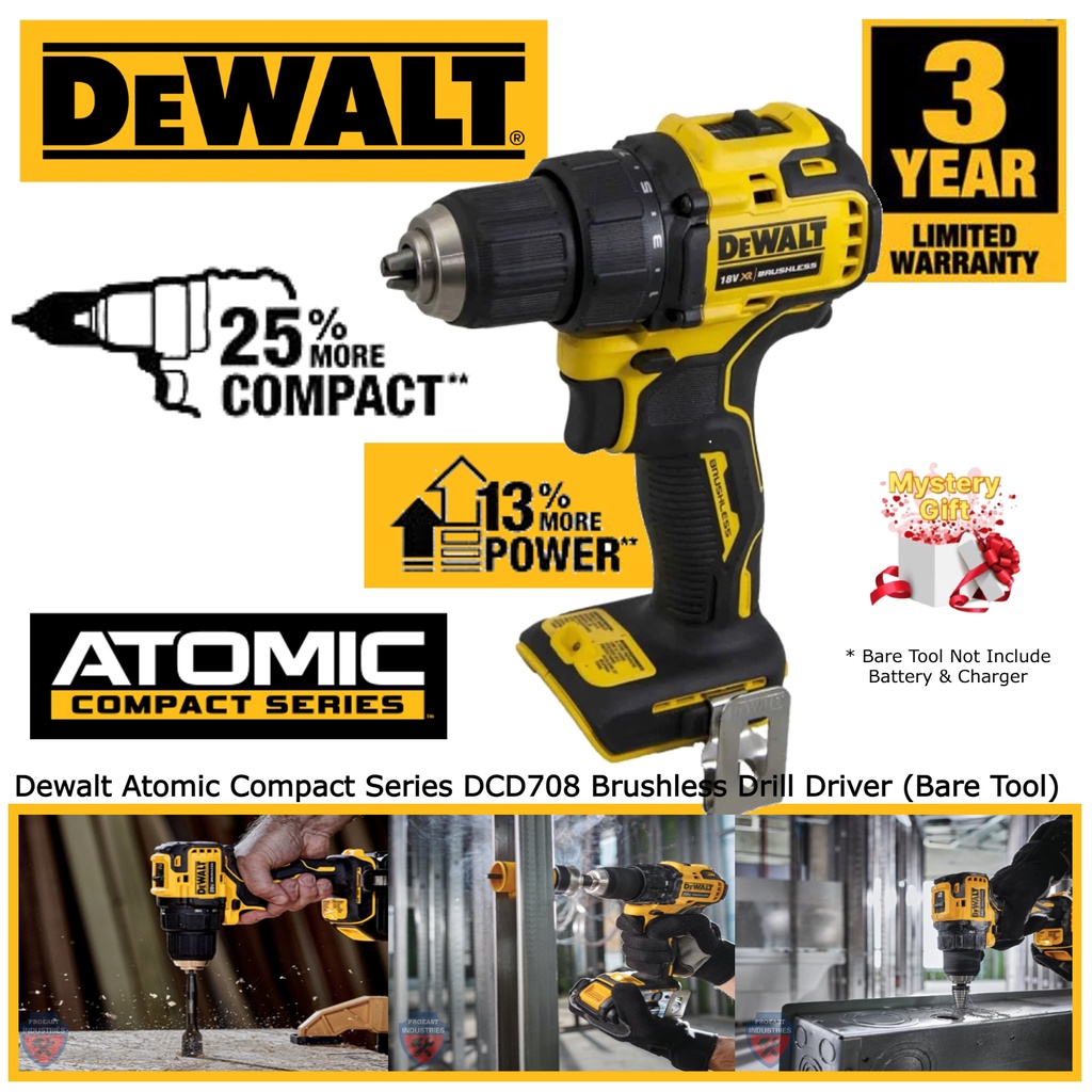 Dewalt Atomic DCD708D2-BI 13mm ( 3/8" ) Brushless Cordless Drill Driver ...