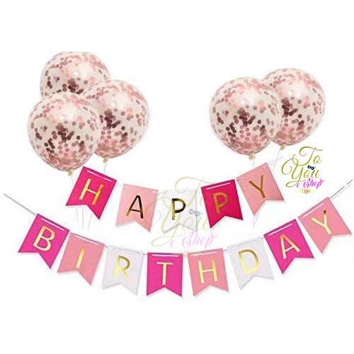 1 Set Happy Birthday Banner Confetti Balloon Set Party Decoration ...
