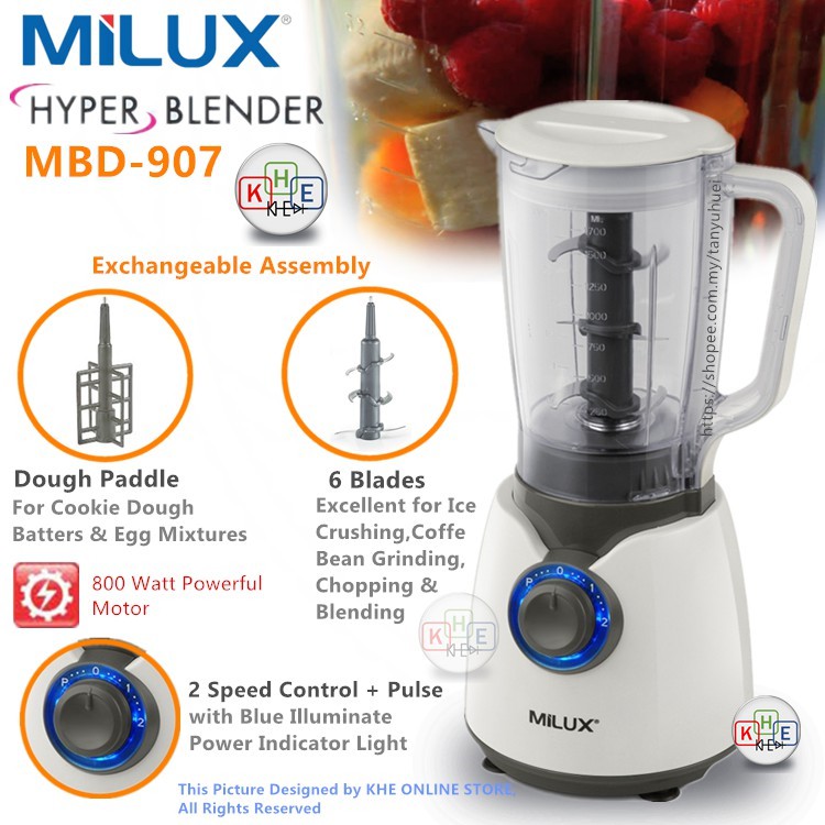 Milux Hyper Blender 1.7L 6 Blade Excellent for Ice Crushing MBD-907 ...