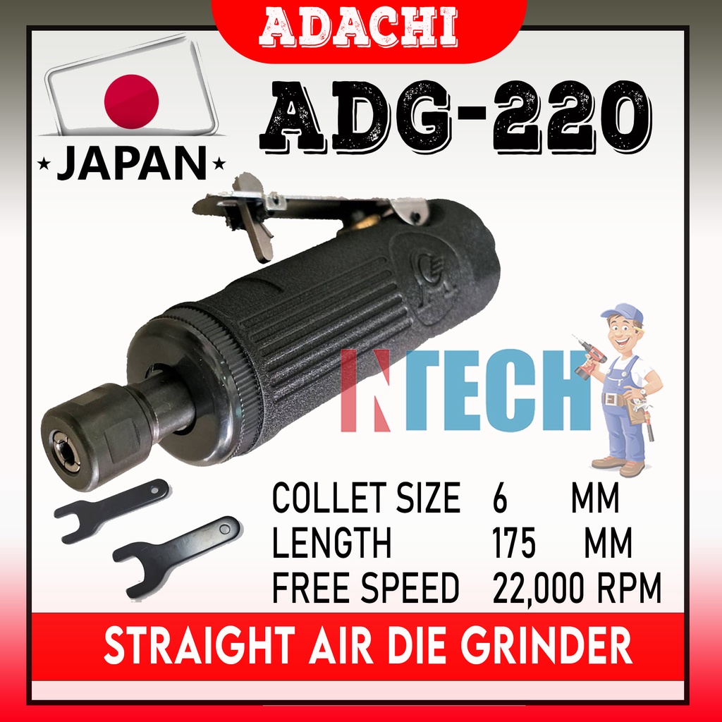 ADACHI ADG-220 / ADG220 PNEUMATIC STRAIGHT AIR DIE GRINDER ( JAPAN ...