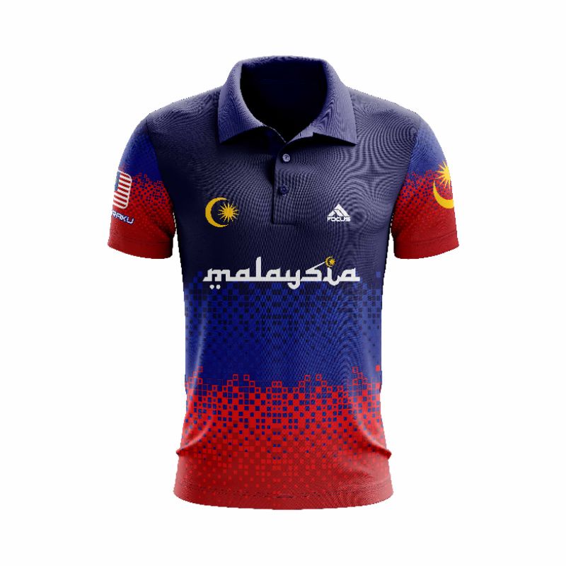 Baju tshirt jersi lelaki BERKOLAR biru merdeka malaysia | Shopee Malaysia