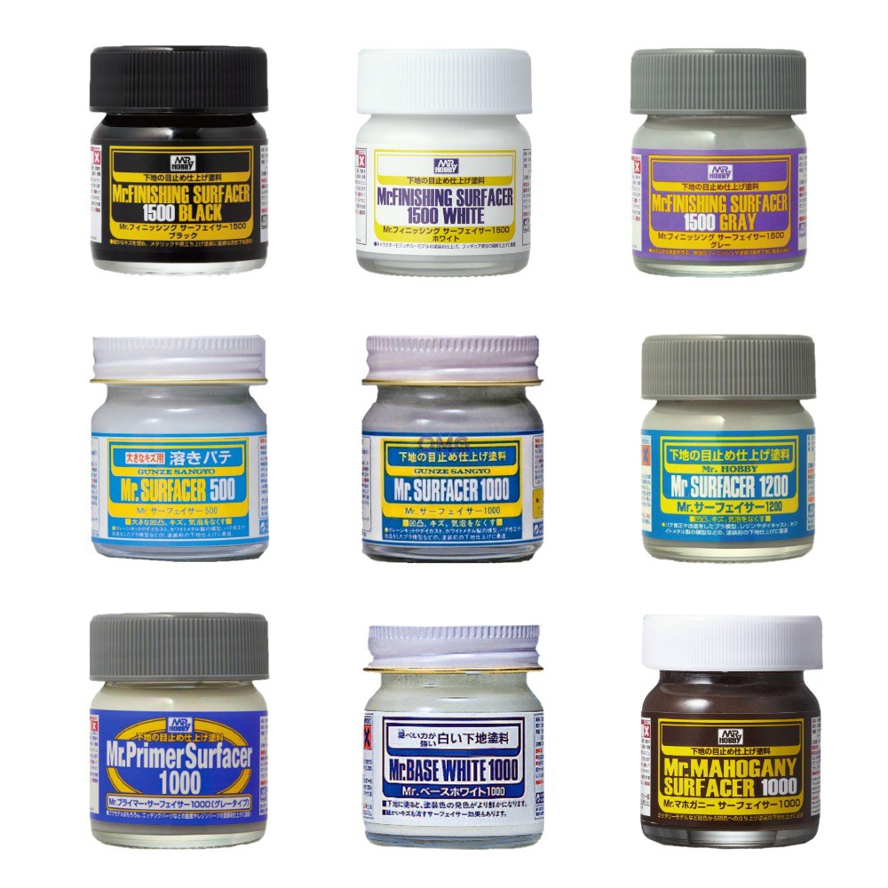 Mr. Mr Hobby Mr Base Grey Black White Surfacer Mahogany Metal Primer ...