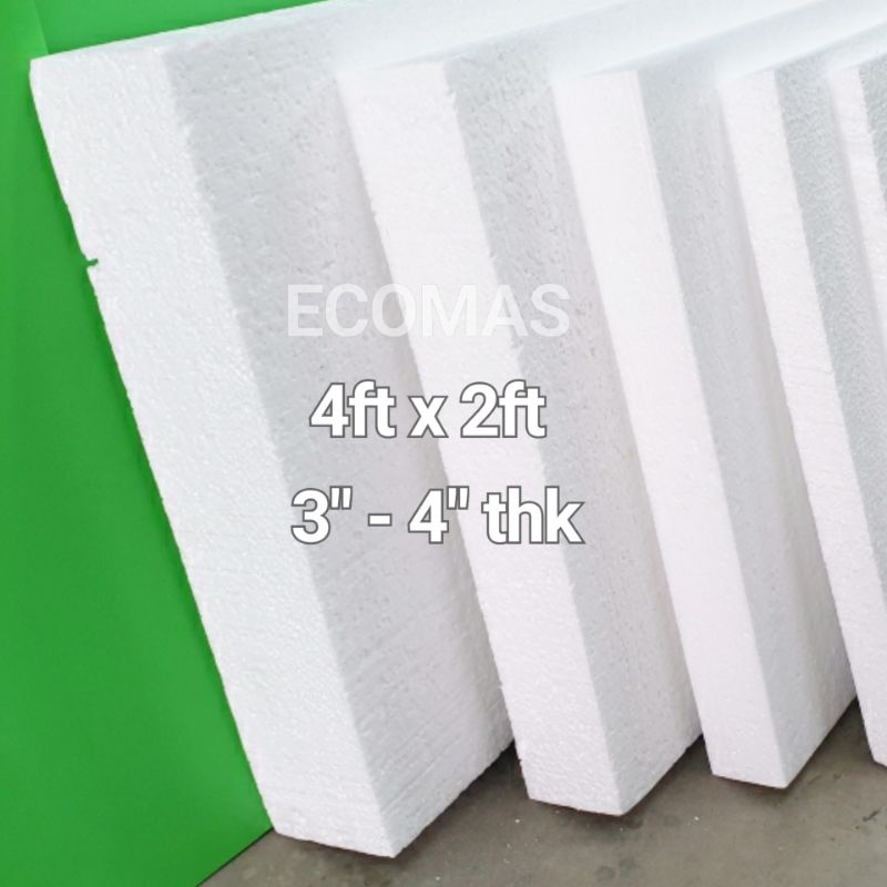 (3" - 4" THK) 60CM X 120CM EXPANDED POLYSTYRENE BOARD SQUARE / WHITE ...