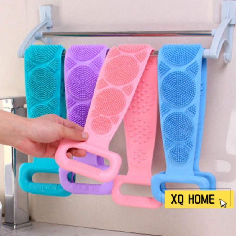 Double-Sided Bath Shower Silicone Body Brush Bath Belt Exfoliating Back ...