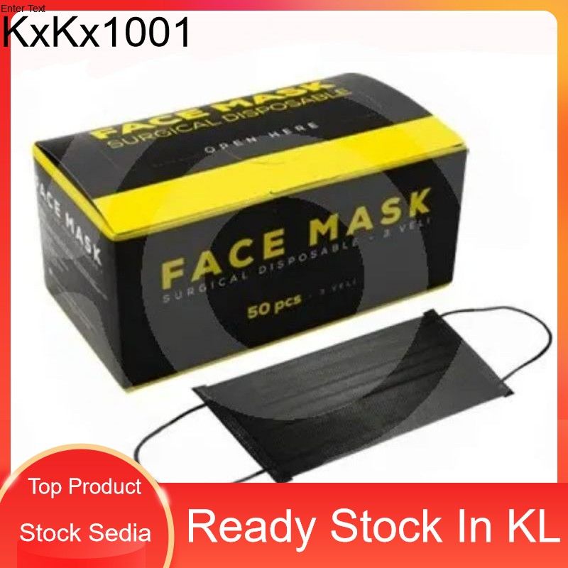 Black Colour Face Mask 3ply 50pcs Mask Hitam(With Box) | Shopee Malaysia