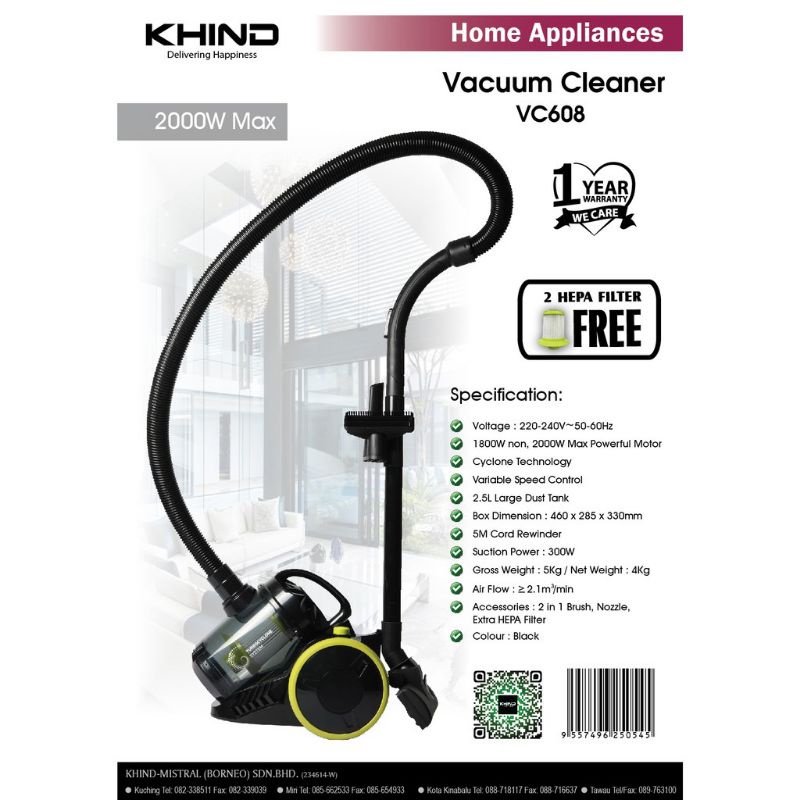 Khind Vacuum Cleaner VC608 | Shopee Malaysia