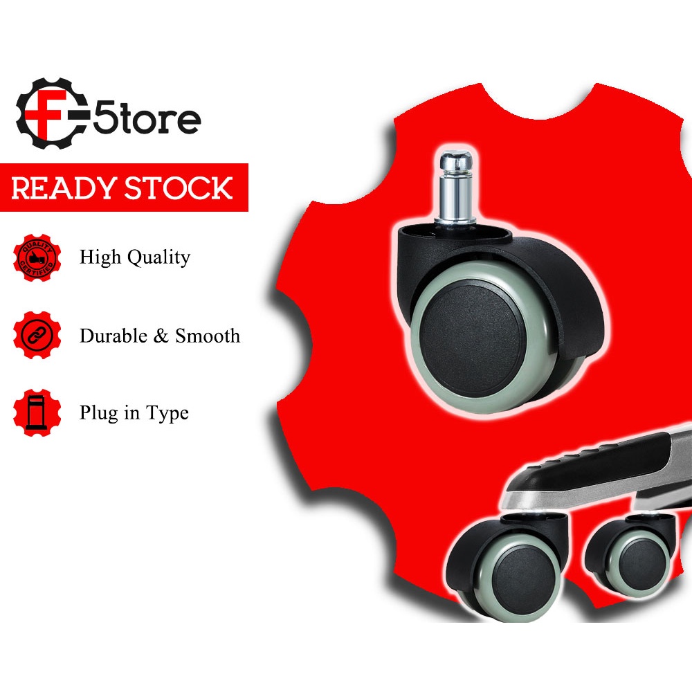 [Ready Stock] Heavy Duty 5 Pcs Office Chair Plug in Replacement PVC ...