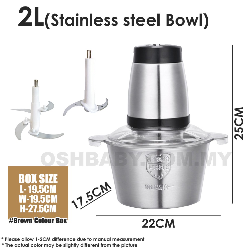 OSH Stainless Steel Mini Mixer Blender 2L&3L-Pengisar Daging Food Chopper Electric Meat Grinder ...
