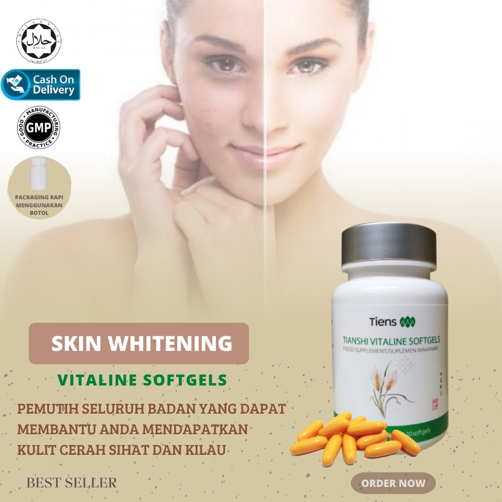 SKIN WHITENING SUPPLEMENT PEMUTIH BADAN Vitaline Softgels Body Beauty Kulit Putih sihat cerah ...
