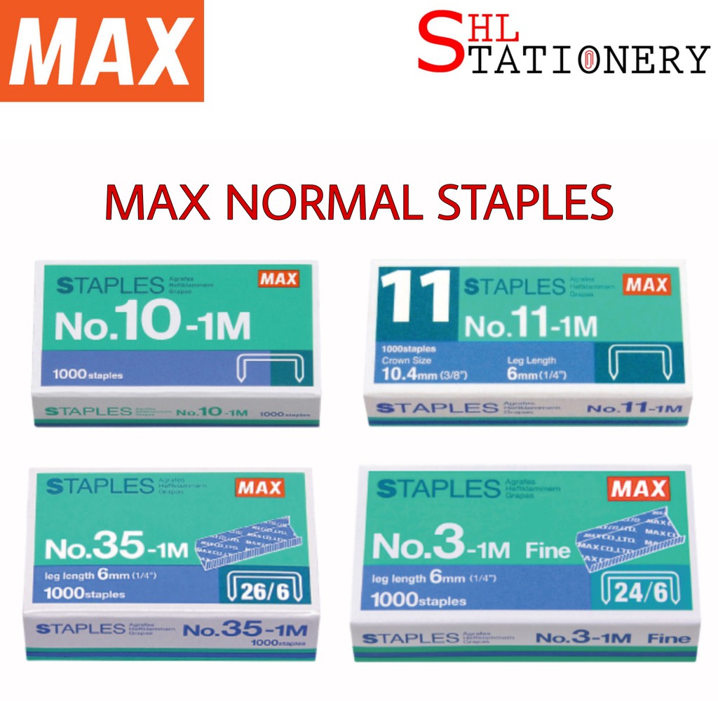 MAX All Size Normal Staples (Stapler Bullet Refill / Dawai Kokot / Ubat ...